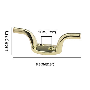 SING F LTD 10PCS Cleat Hooks for Clothesline Washing Line Flagpole Boat Awning Curtain Blind Cord with 20PCS Screws and 20PCS Expansion Nuts Hardware Golden Zinc Alloy