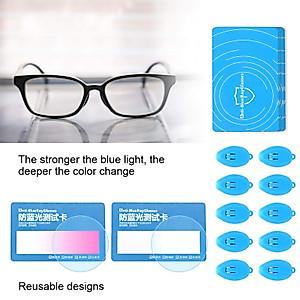 10 Set Anti-Blue Light Test Card, Professional Anti-Blue Light Test Paper Including Anti-Blue Light Card and Blue Light Generator