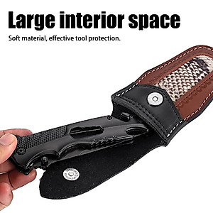 Pocket Knife Sheath, Folding Knife Cover Carved Leather Utility Knife Holster with Belt Clip for Camping Hunting Jungle