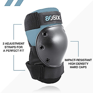 80Six Pad Set with Wristguards, Elbow Pads, and Knee Pads for Kids, Stone Blue, Junior - Ages 5+