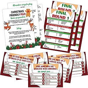 Christmas Friendly Feud Game, Friendly Feud Quiz, Baby Shower Game Cards for Adults, Family Activity, Feud Trivia Quiz, Games for Families Party Winter Party Supplies-LP6