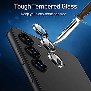 ivoler Camera Lens Protector for Samsung Galaxy S23 6.1'' &S23 Plus 6.6'' (2023), Ultra-Thin Tempered Glass with Aluminum Edge,Alloy Camera Cover Protection Black [Included Easy Removal Tool]