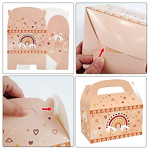 CIEOVO 24 Pack Boho Rainbow Party Goodie Gift Boxes, Boho Rainbow Paper Gift Boxes Bags for Boho Theme Kids Birthday Wedding Baby Shower Party Supplies Decoration