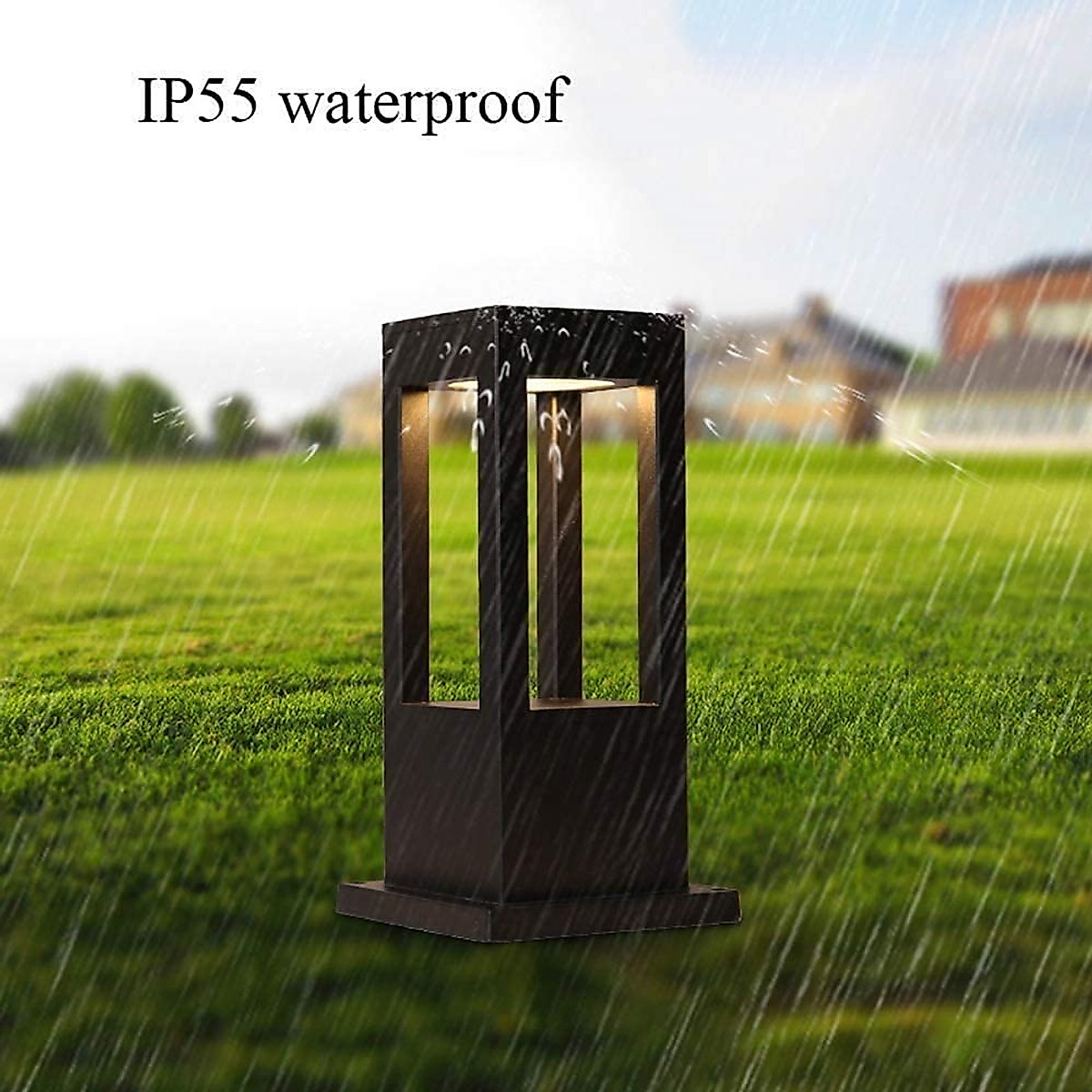 XAJGW Outdoor Post Light Fixture, LED Column Head Lamp IP55 Waterproof Outdoor Column Lamp Modern Minimalist Post Lamp Lawn Garden Landscape Lamp Garden Villa Outdoor Chinese Floor Lamp Pillar Lantern