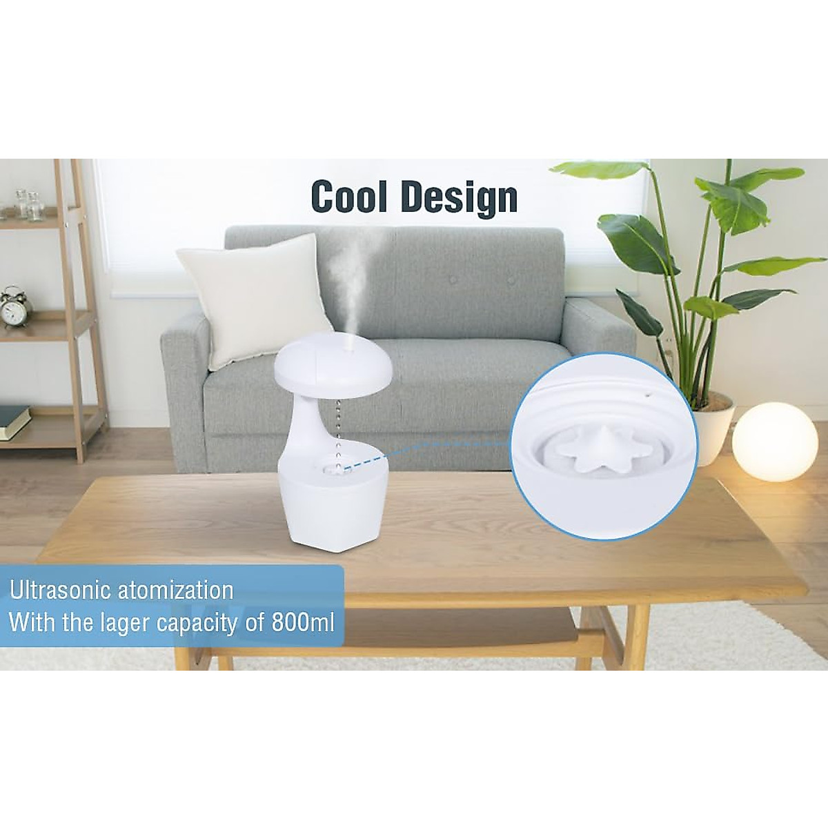 RooXchowla Humidifiers for Bedroom, Anti Gravity Humidifier, Water Drop Humidifier with Night Light,Rain Cloud Humidifierhigh-capacity Silent humidifier for Bedroom/Baby Nursery/Bathroom/Living Room.