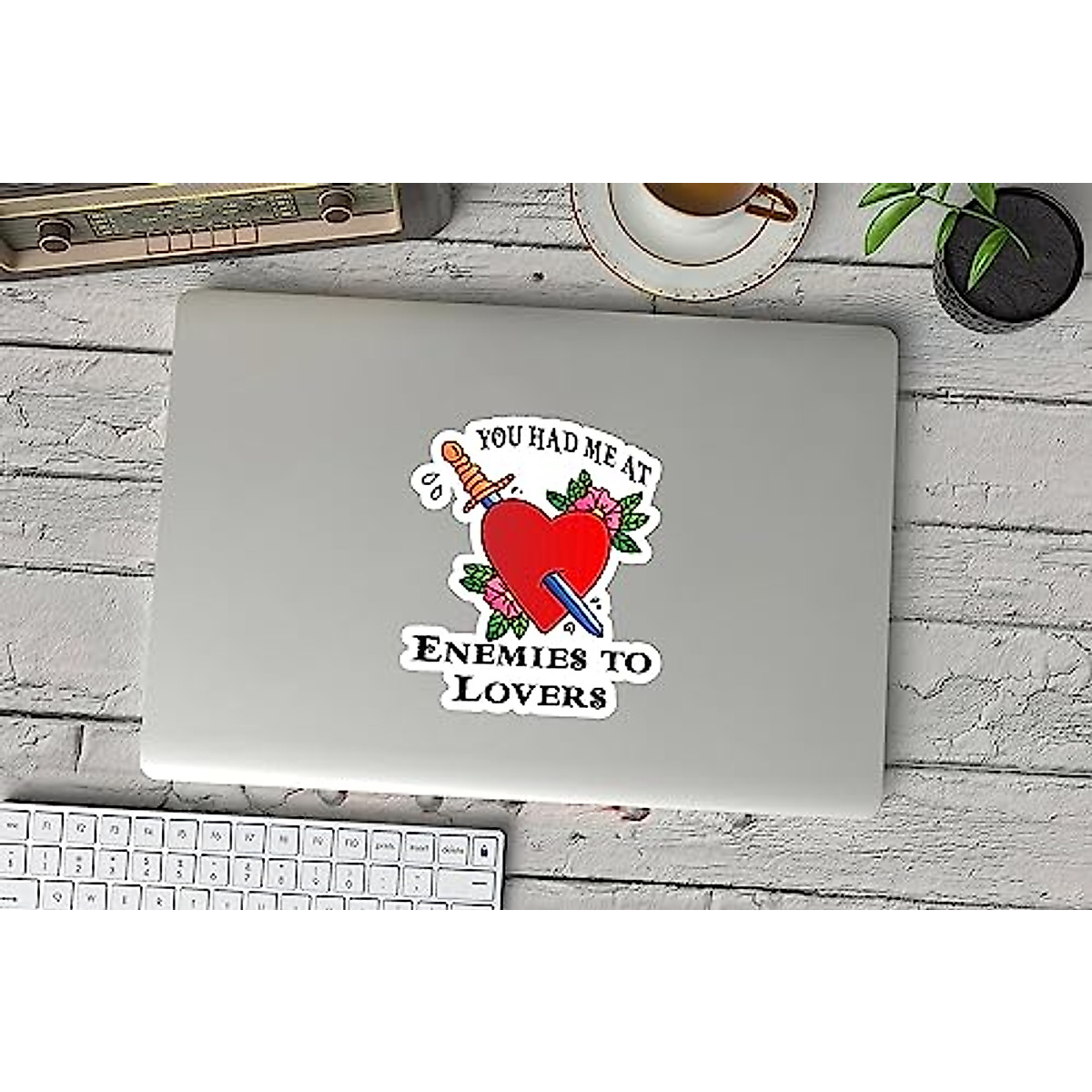 Miraki You Had Me At Enemies to Lovers Sticker, Book Trope Sticker, Bookish Sticker, Water Assitant Die-Cut Vinyl Stickers Decals for Laptop Phone Kindle Journal Water Bottles, Sticker for Women