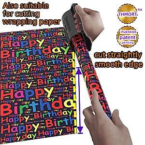 THMORT Clear Cellophane Wrap Roll with a Cutter Dispenser Set for Gift Wrap 16 Inch X 100 Feet Fruit Food Package Thick Cellophane Roll for Basket Gift Arts Craft wrapping Cellophane