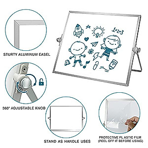 OWill Dry Erase White Board, 8” X 12” Small Whiteboard with Stand, Mini Whiteboard A4 Magnetic Desktop Board & Portable Double-Sided White Board Easel for Kids Drawing in School & Home
