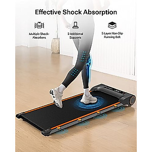 Walking Pad, UREVO Under Desk Treadmill for Home Office, Portable Walking Pad Treadmill Under Desk with Wider Running Belt, Dual Control