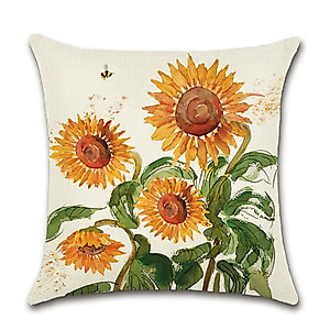 Ohok Outdoor Waterproof Pillow Covers 18x18 Set of 4 Farmhouse Decor Pillow Covers Outdoor Patio Throw Pillow Covers for Patio Funiture Garden Bed Couch Sofa (Sunflower)