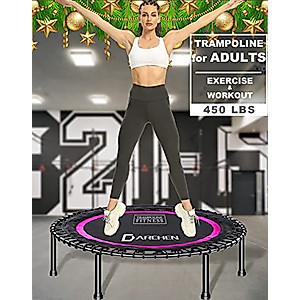 DARCHEN 450 lbs Mini Trampoline for Adults, Indoor Small Rebounder Exercise Trampoline for Workout Fitness, 450 lbs Max-Load Bungees for Quiet and Safely Cushioned Bounce, 40 Inch Gym Trampoline