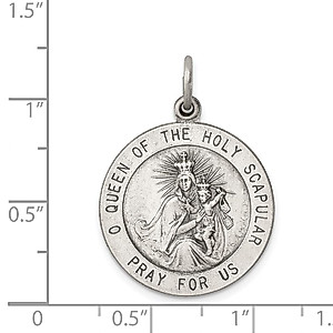 Sterling Silver Antiqued Queen of the Holy Scapular Medal QQC3511