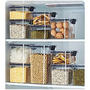 Rvikurc Airtight Food Storage Containers with Lids, Anti Leak Cereal Flour Storage with 4-Side Locks for Solid Food Sugars Soups and Sauces, Freezer-Safe Plastic Pantry Kitchen Organizations