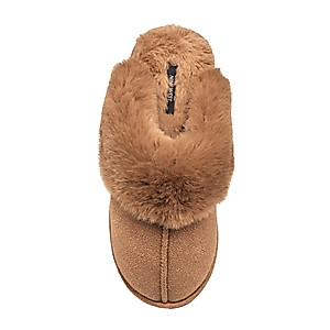 Nine West Scuff Slippers For Women, Extra Soft & Comfortable Winter House Shoes, Tan, Medium 7-8