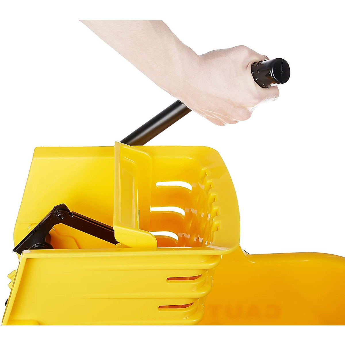 Amazon Basics Side Press Wringer Combo Commercial Mop Bucket on Wheels, 35 Quart, Yellow