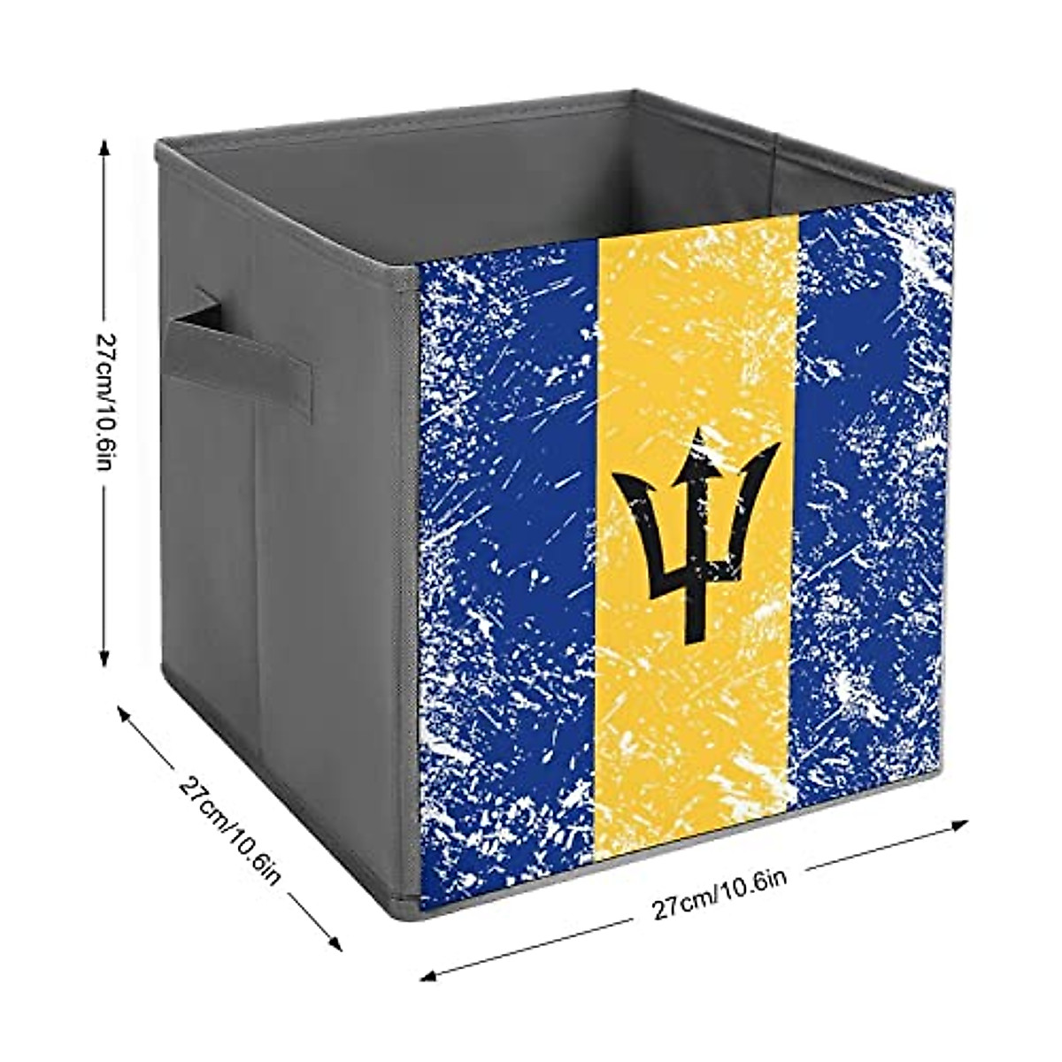 Retro Barbados Flag Collapsible Storage Bins Basics Folding Fabric Storage Cubes Organizer Boxes with Handles