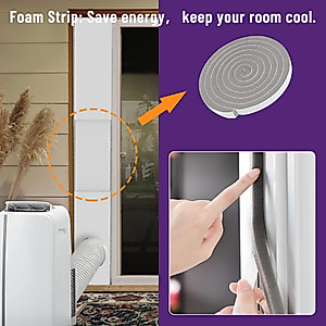 Portable Air Conditioner Window Kit with Bird Stop Coupler,AC Vent Kit Compatible with 5.9'' Diameter Exhaust AC Hose,Adjustable AC Replacement Seal Plate for Sliding,Hung Windows