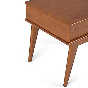 SIMPLIHOME Draper Solid Hardwood 22 inch wide Rectangle End Side Table in Teak Brown with Storage, 1 Drawer, for the Living Room and Bedroom