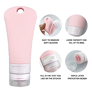 aoyeious Silicone Travel Bottles Set, Leak Proof Squeezable Portable Tubes Travel Size Toiletries Containers, Travel Tube Sets Cosmetic Toiletry Containers for Shampoo Lotion Soap- 4 Pack (3 fl. oz)