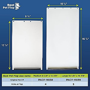 Best Pet Flap Medium Non PVC Compatible w/PetSafe PAC11-11038 - 8 1/8" x 12 7/8" Longer Lasting, Most Energy Efficient, Less Shrinkage, BPA Free