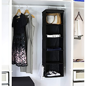 Simple Houseware 5 Shelves Hanging Closet Organizer, Black