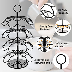 Eastsign Coffee Pod Holder, Coffee Pod Organizer Compatible with 36 K-Cup Pods, Coffee Pod Holder for Counter, Detachable Organizer for Countertop, Spins 360-Degrees