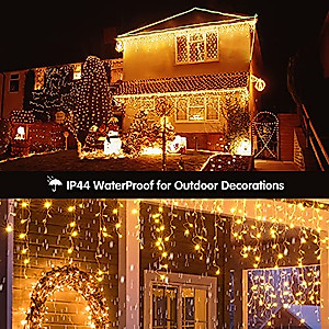 KiflyTooin Led Christmas Lights Outdoor Christmas Decorations Hanging Lights 400LED 8 Modes 75 Drops, Outdoor Indoor Fairy String Lights for Party, Holiday, Wedding Decorations (Warm White)