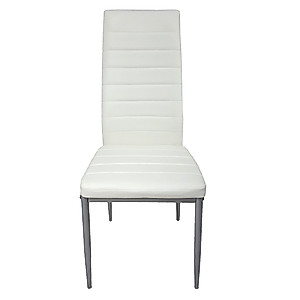 43" Glass Dining Table Chairs Sets for 4 Person,Modern Rectangular Dinner Table and PU Leather Chairs with 0.31" Tempered Glass Tabletop and Metal Legs,White&Transparent