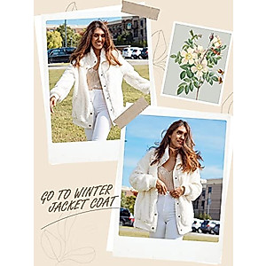 MEROKEETY Womens Winter Long Sleeve Button Sherpa Jacket Coat Casual Warm Fleece