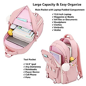 QHRIDS Girls Backpack Aesthetic Laptop Backpacks 15.6 Inch Kids Elementary College School Bag Kawaii Large Bookbag Anime Casual Travel Daypack for Teen Girls Women Students