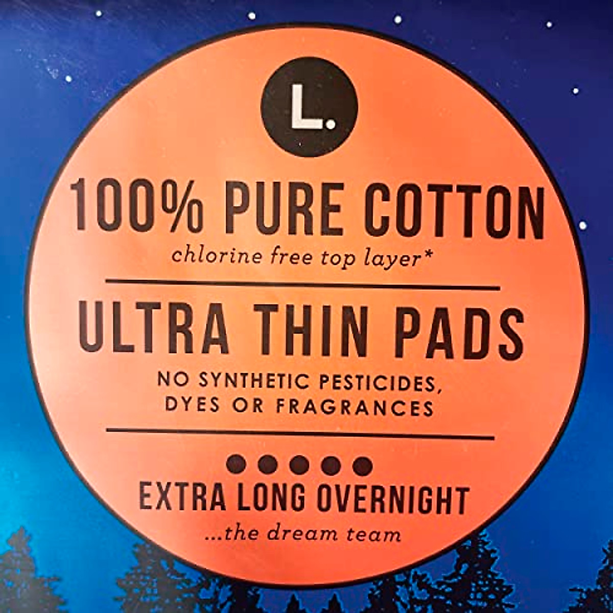 L. Chlorine Free Ultra Thin Overnight Absorbency Pads with Wings, 48 Count x 2 Packs (96 Count Total)