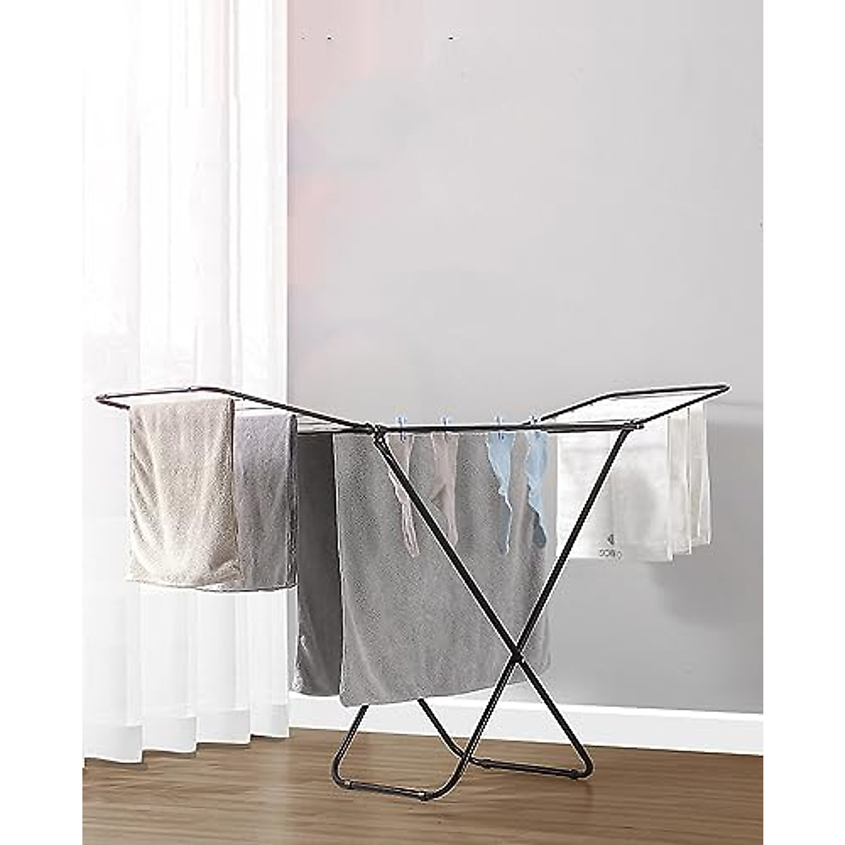 GAENZA Floor-to-Ceiling Folding Clothes Rack Clothes Drying Rack Indoor Balcony Airfoil Simple Household Towel Drying Quilt Pole Outdoor Clothes Rack