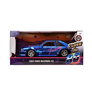 Jada Toys I Love The 80’s 1:24 1989 Ford Mustang GT Die-Cast Car, Toys for Kids and Adults, Blue