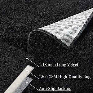 JOLENE.K Black Shag Rugs for Bedroom, 8x10 Ft, Luxurious Soft Thick Fluffy Kitchen Mat, Non Slip Floor Carpet for Living Room Dining Room, Indoor Modern Home Decor Shag Rug Nursery Accent Rug Carpets