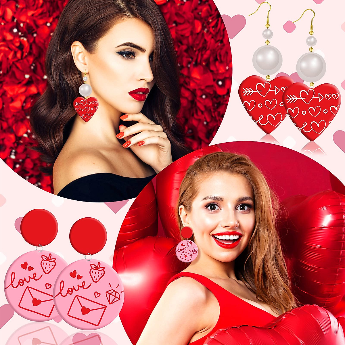 6Pcs Silk Screen Stencils for Clay - Floral Designs for Earring & Jewelry - Valentine's Day