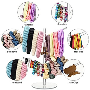 Acrylic Scrunchie Holder Organizer Stand Angled Branches Scrunchie Holder Stand Accessories Jewelry Hair Tie Organizer Storage Holder Bracelet Earrings Holder Y2k Room Decor for Girls Teen (Clear)