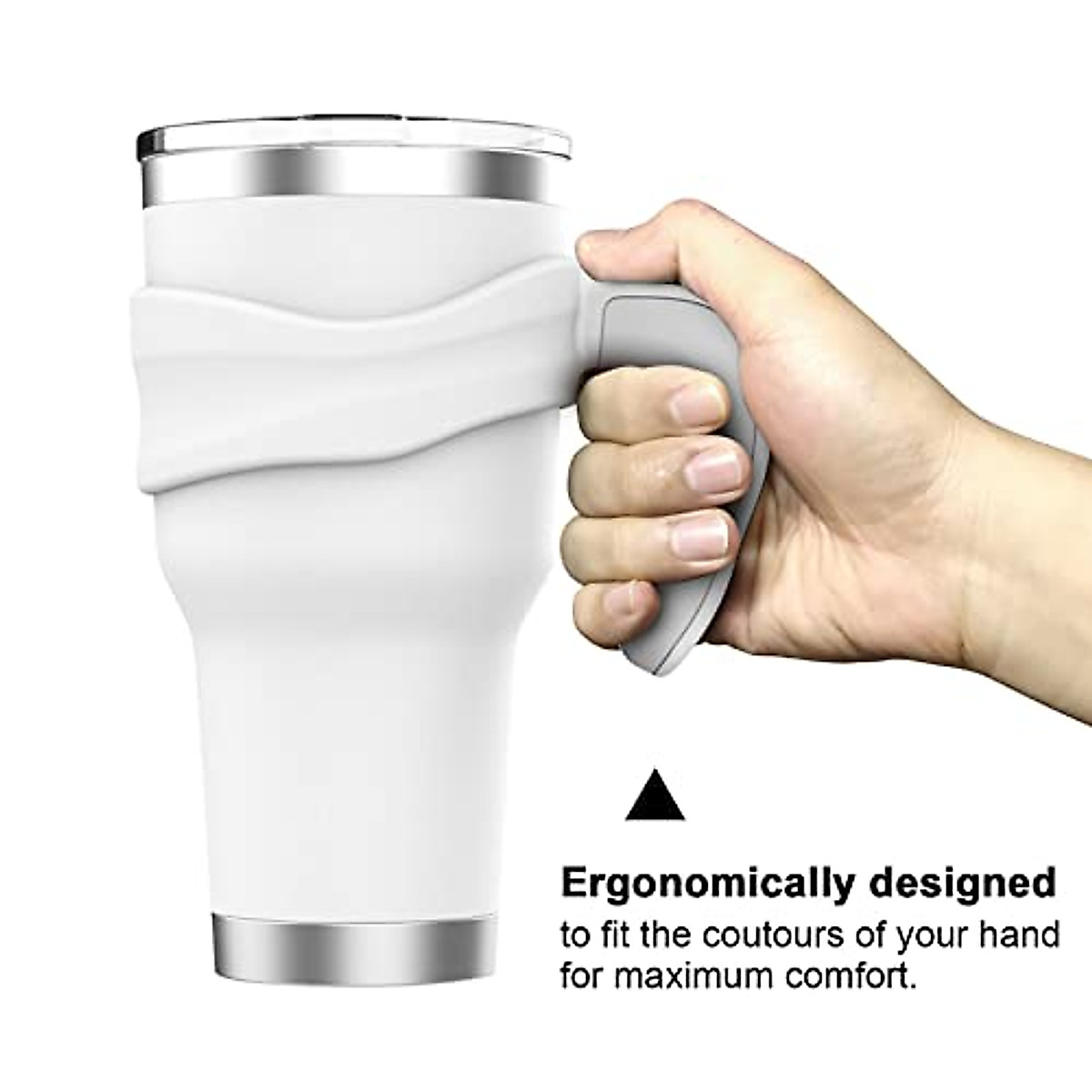 Tumbler Handle Fits for 30 OZ YETI Rambler,Rtic Mug-Previously Design,Sic,OZARK TRAIL & More Tumbler Travel Mug | BPA FREE（Handle Only） (White)