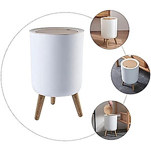 DOITOOL Trash Can Garbage Bin with Press Top Lid Modern Waste Basket Kitchen Waste Can Bucket for Kitchen Bathroom Bedroom Living Room Office White