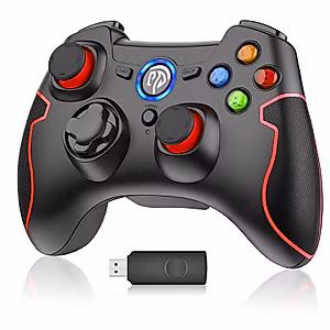 EasySMX PS3 Gaming Controller, Wireless 2.4G Gamepads with Vibration Fire Button Range up to 10m Support PC (Windows XP/7/8/10), Playstation 3, Android, TV Box Portable Gaming Joystick