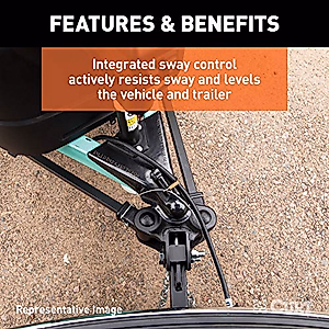 CURT 17500 TruTrack Weight Distribution Hitch with Sway Control, Up to 10K, 2-In Shank, 2-5/16-Inch Ball, Black