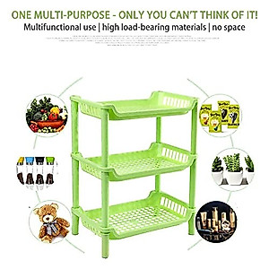 PLGEBR 3 Layers Kitchen Organizer Storage Rack Plastic Assembled Sundries Organization Holder Bathroom Home Storage Shelf
