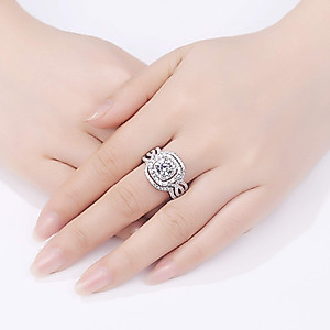 Newshe Jewellery Engagement Rings AAAAA Cz Wedding Sets for Women 925 Sterling Silver 3pcs 2.3Ct White Size 7