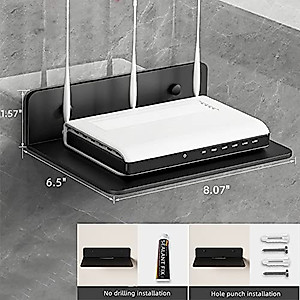 XZJMY Floating Shelves Black Set of 2,Metal Wall Shelf,8" Display Shelves for Wall Storage,Easily Expand Wall Space - Aluminum Floating Shelf for Security Cameras, Baby Monitors, Speakers (2, Black)