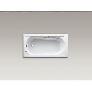 KOHLER 1357-0 Devonshire 60" x 32" Drop-In Whirlpool Bathtub with Reversible Drain, Whirlpool Tub with 8 Adjustable Jets, White