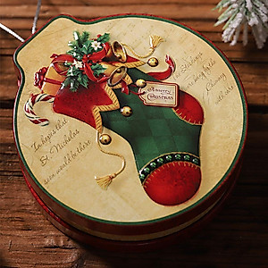 FRECI Christmas Theme Empty Tins Candy Box Candy Cookie Gift Storage Container Decorative Box for Xmas Party - Christmas Sock