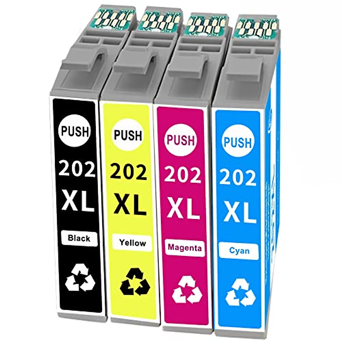 202XL Remanufactured Ink Cartridge Replacement for Epson 202 XL 202XL T202XL to use with Workforce WF-2860 Expression Home XP-5100 Printer New Upgraded Chips(1Black, 1 Cyan, 1 Magenta, 1 Yellow)