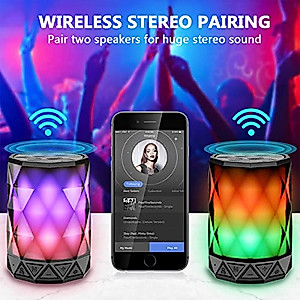 LFS LED Portable Bluetooth Speakers with Lights, Night Light Waterproof,Speakers Color Change Bluetooth Speaker,Mic TF Card TWS Support for iPhone Samsung Gaming Christmas (Multi)