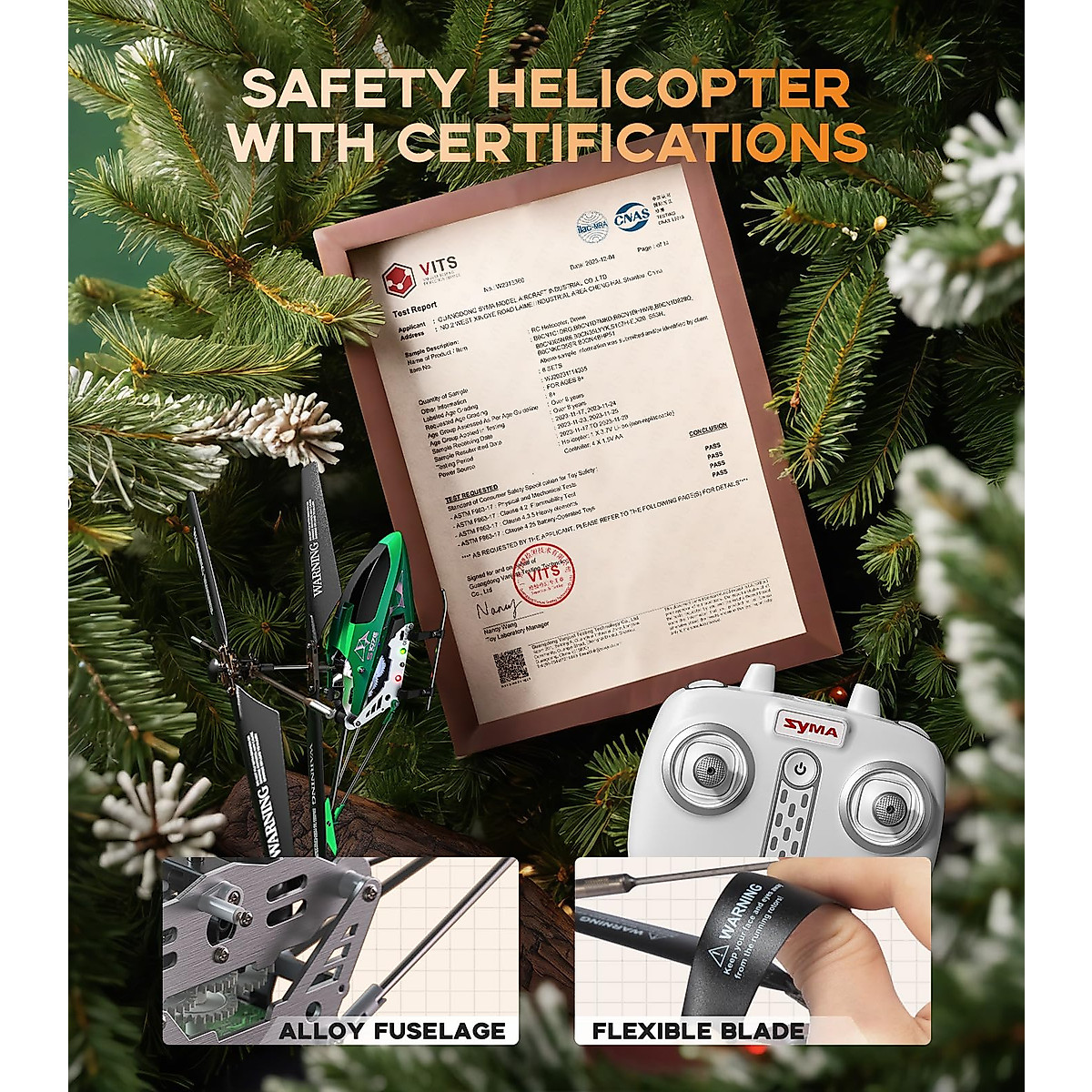 SYMA Remote Control Helicopter, S107H-E Aircraft with Altitude Hold, One Key take Off/Landing, 3.5 Channel, Gyro Stabilizer, High &Low Speed, LED Light Indoor to Fly for Kid Beginner(Green)