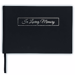 Black Guest Book – Hardcover Guest Book - 9" x 6" Guest Book with Debossed"in Loving Memory" Text – Funeral Book– Memory Book -Signature Book
