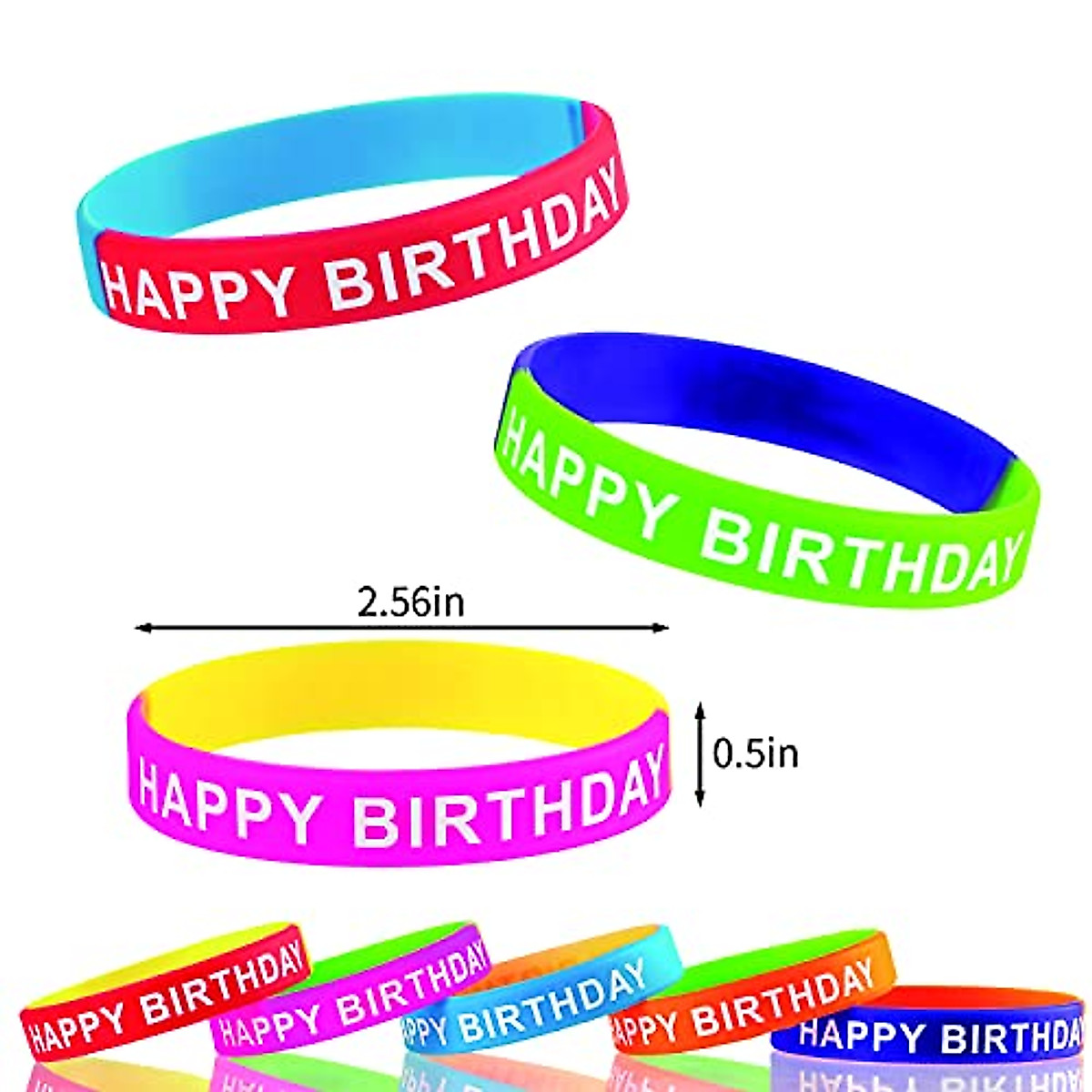 40 Pieces Happy Birthday Rubber Bracelets, Colored Happy Birthday Wristbands For Kids,Student, Silicone Classroom Birthday Gift from Teacher,Birthday Party Supplies(10 Styles)
